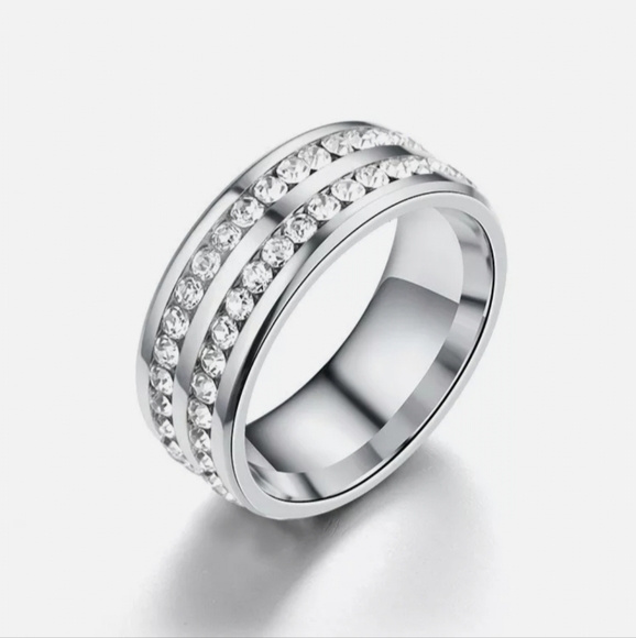 Accessories | New Titanium Steel Double Row Mens Wedding Ring Band ...